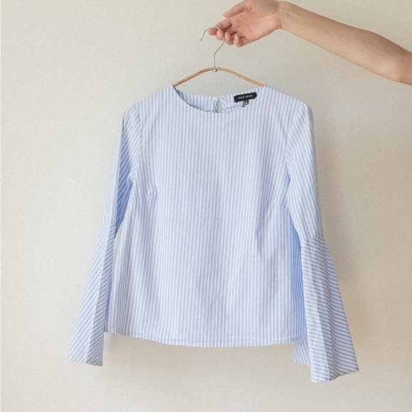 New Look | Tops | New Look Light Blue Striped Blouse | Poshmark